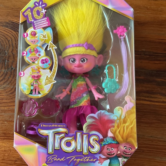 Dreamworks | Toys | Dreamworks Trolls Doll Yellow And Pink With ...